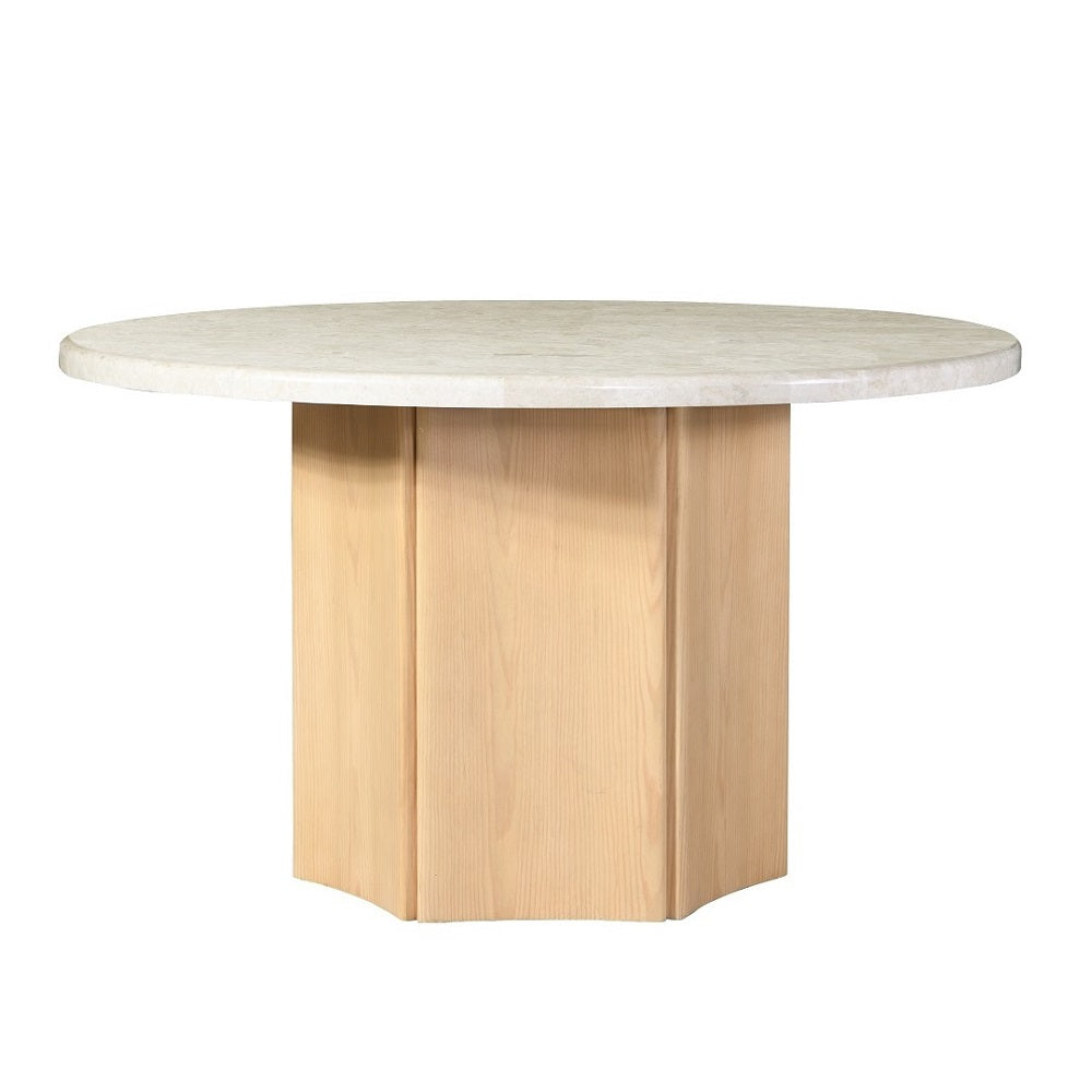 Qwin Round Dining Table w/Natrual Marble Top | FAMSA Furniture (TX)